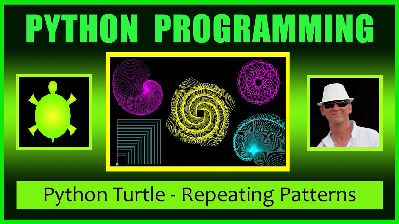 Python Turtle Graphics Drawing Repeating Patterns - Python Beginners Tutorial Learn Python Functions