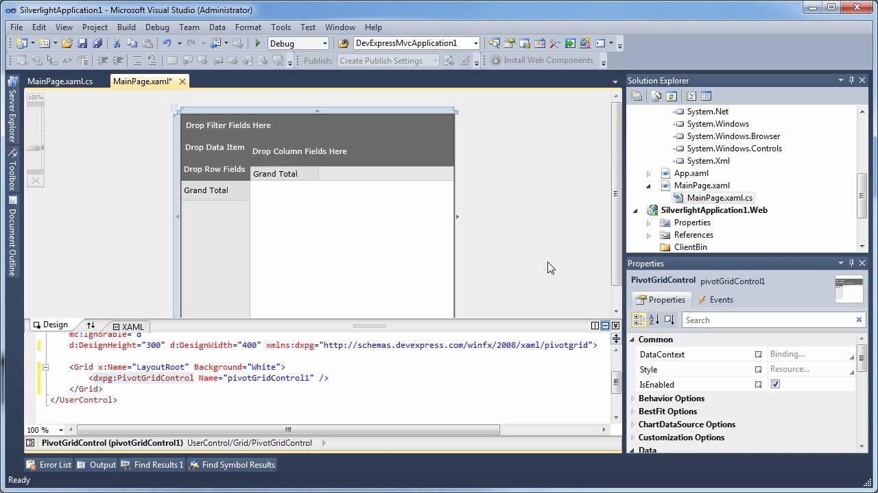Silverlight Pivot Grid Control - XMLA Data Access