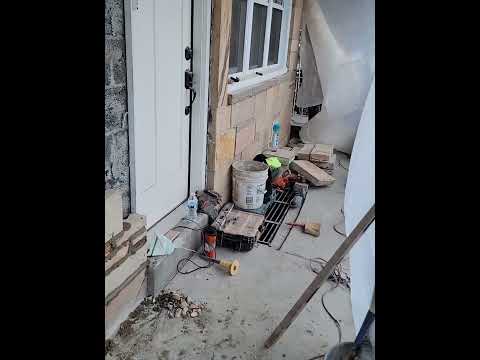 Reddy heater 55,000 btu helps keep the job warm,was -4⁰F outside. natural sandstone 1/24/22