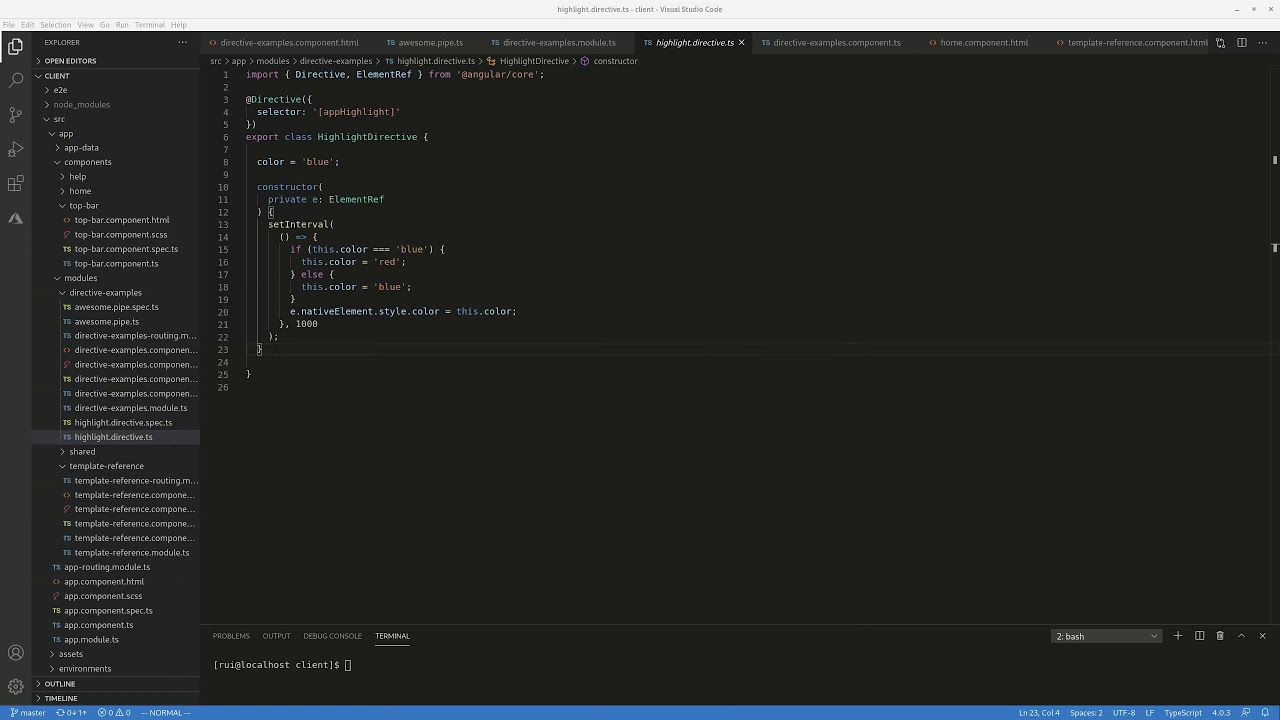 Angular custom directive and custom pipe example