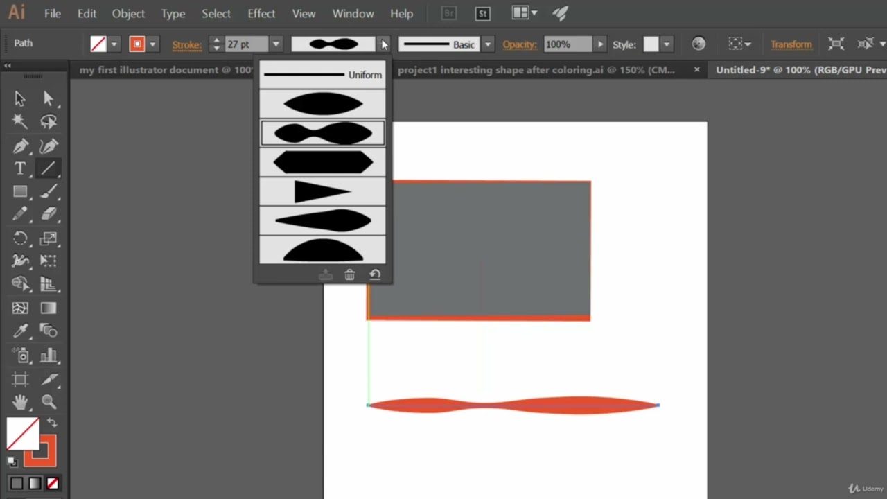 Creating Rectangle and Square Using Rectangle Tool Adobe illustrator