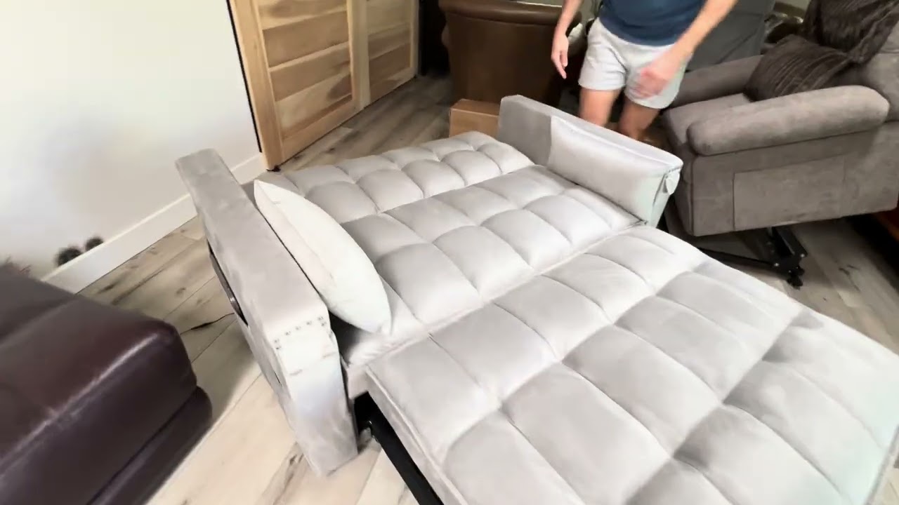 Convertible Sofa Bed,3-in-1 Velvet Sleeper Couch Pull-Out Bed,55'' Loveseat Sleeper Sofa Bed
