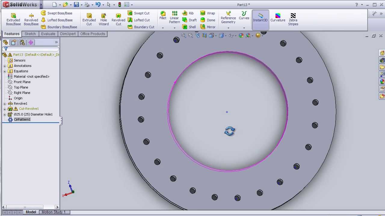 21- SolidWorks beginner TUTORIAL: CIRCULAR PATTERN