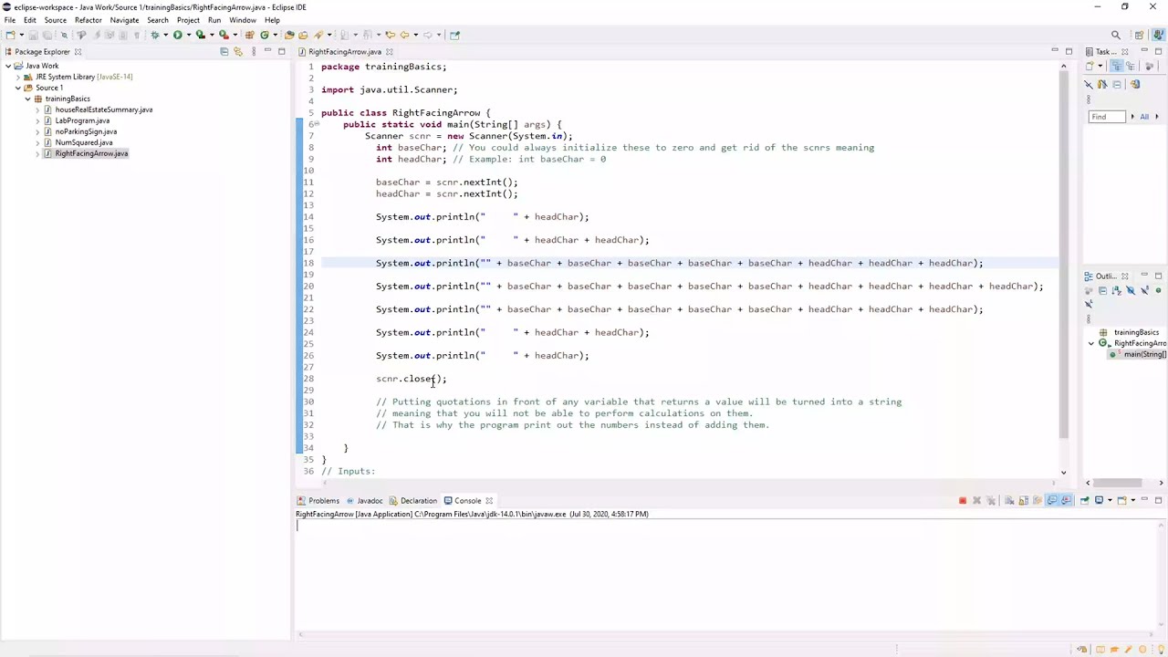 Java Lab: Right-Facing Arrow