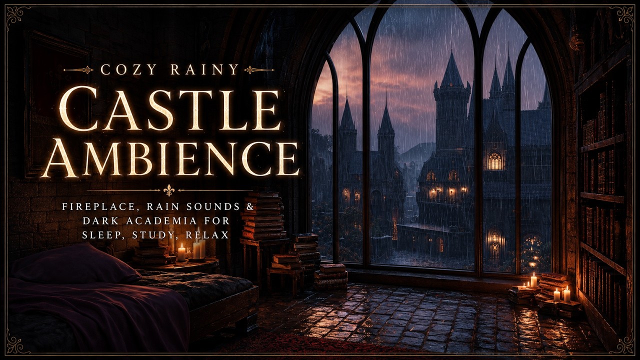 Cozy Rainy Gothic Castle Bedroom Ambience 4Hr