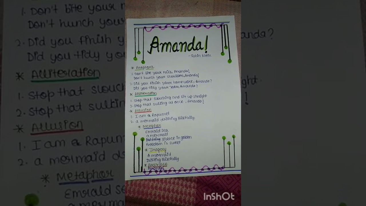 AMANDA ! poetic device #short #viral #youtubeshort