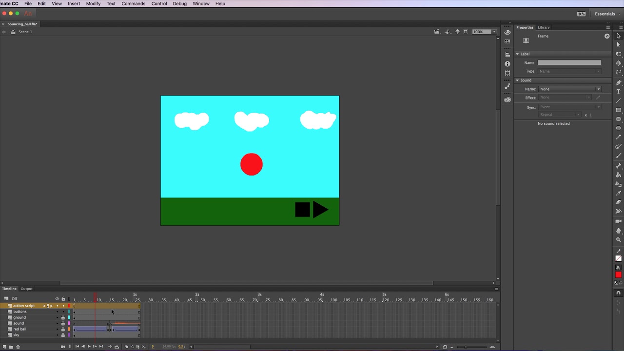 AnimateCC Play and Stop Buttons