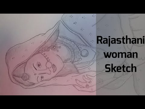 beautiful Rajasthani woman sketch