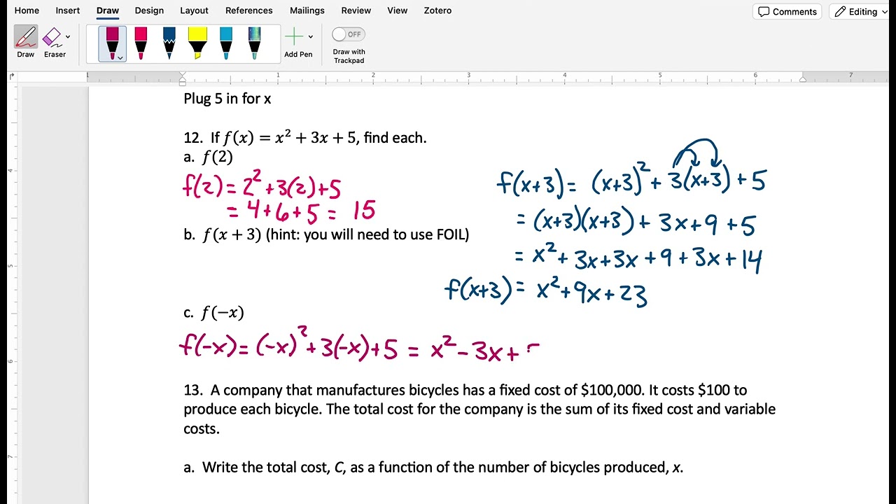 Section 2.1 Video: Function Notation