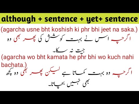 daily use english sentences | use of although and yet in sentences
