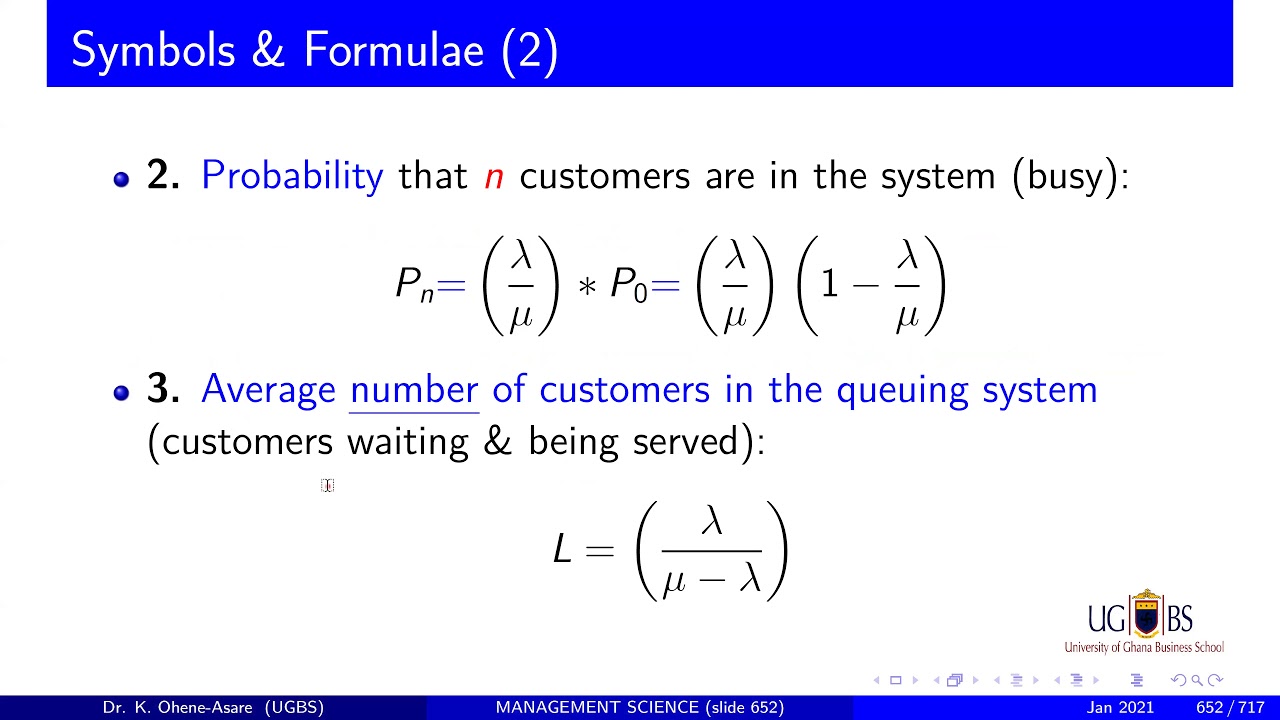 13a Queuing Model essence, arival & service rate, 8 formulae