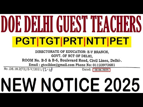 Delhi new guest teacher recruitment 2025|| DSSSB DELHI GUEST TEACHER VACANCY 2025|| Delhi PGT TGT...