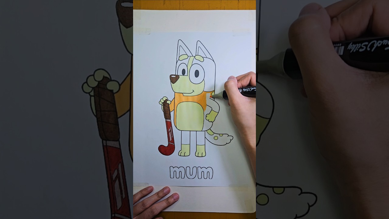 Coloring Mum from Bluey. #fy #kidsvideo #coloringforkids #kids #bluey #coloring #kidslearning
