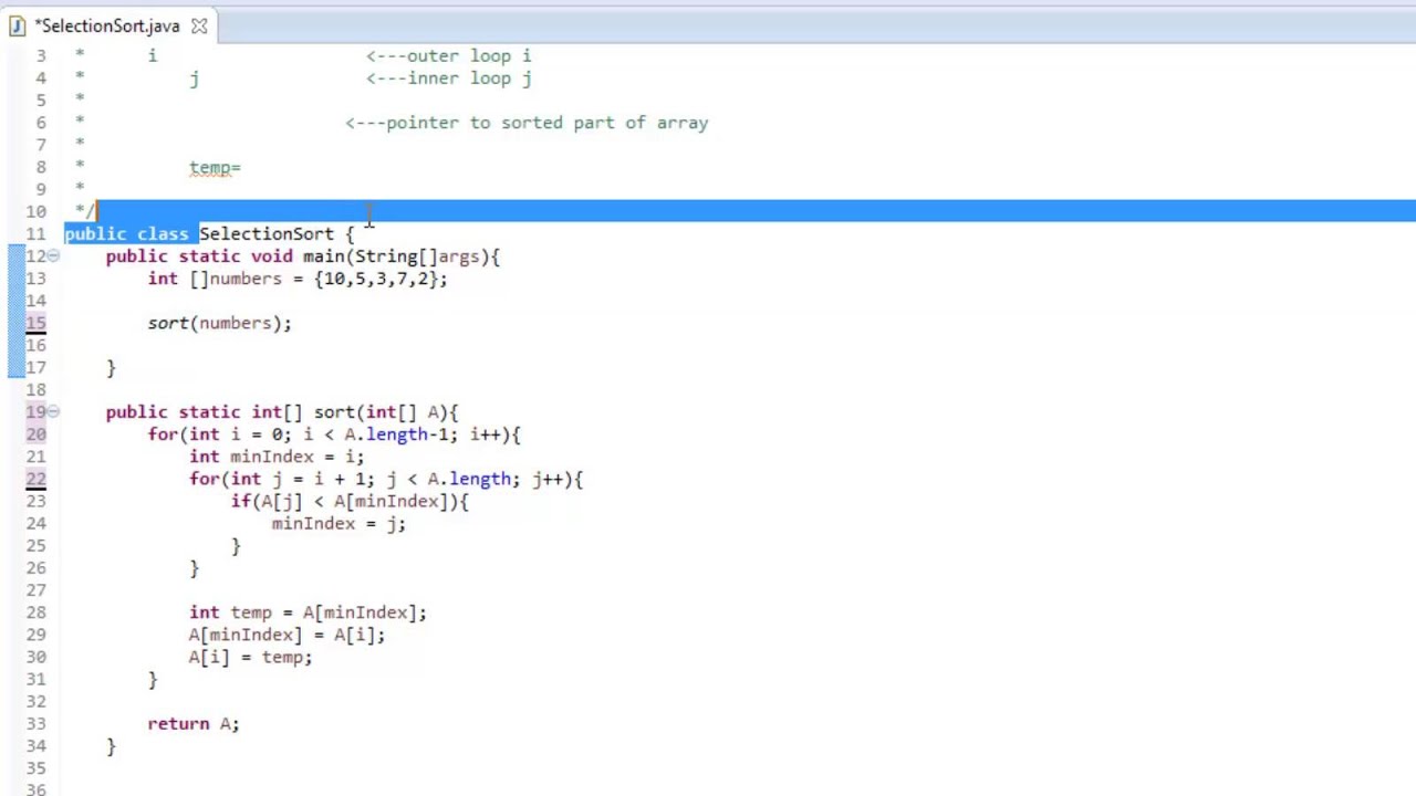 Java Algorithm - Selection Sort