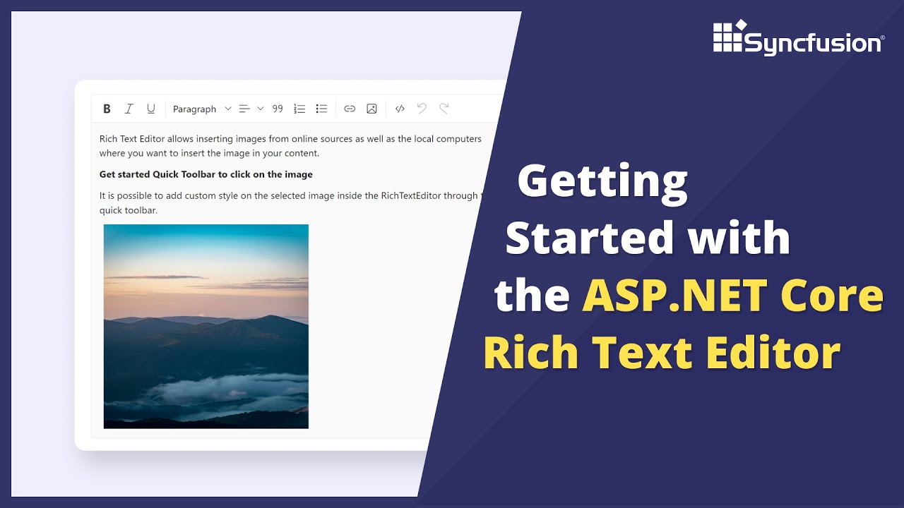Getting Started with the ASP.NET Core Rich Text Editor