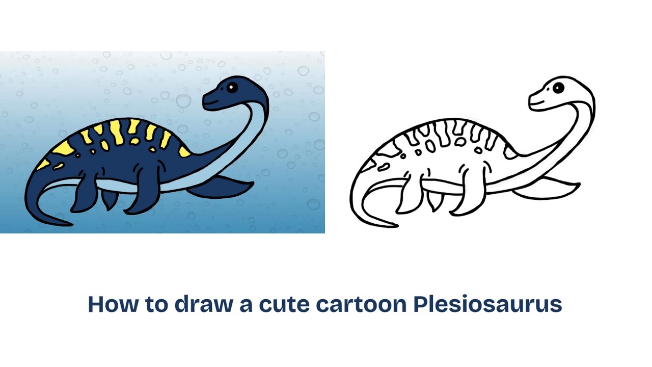 How to draw a cute cartoon Plesiosaurus | A Cute & Easy Drawing | Step-by-Step