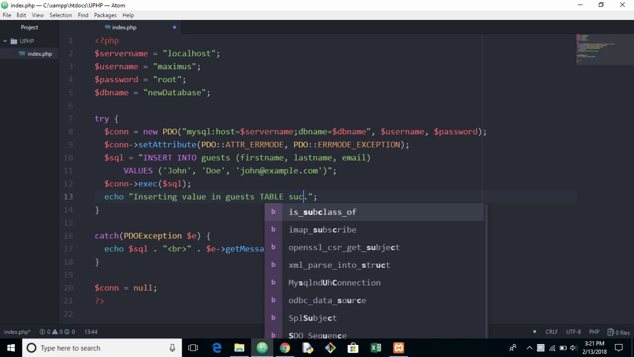 3  Inserting data in Table using PDO || PHP