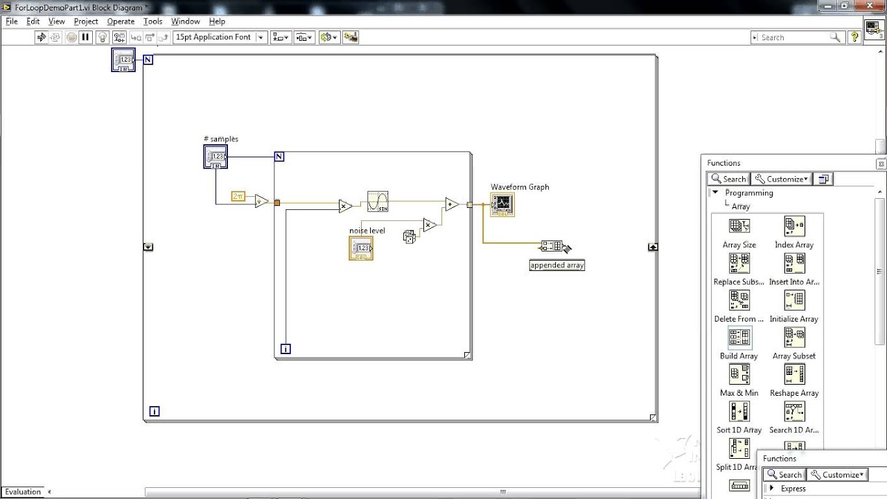 LabView Tutorial: For Loops Part 3 (shift registers)
