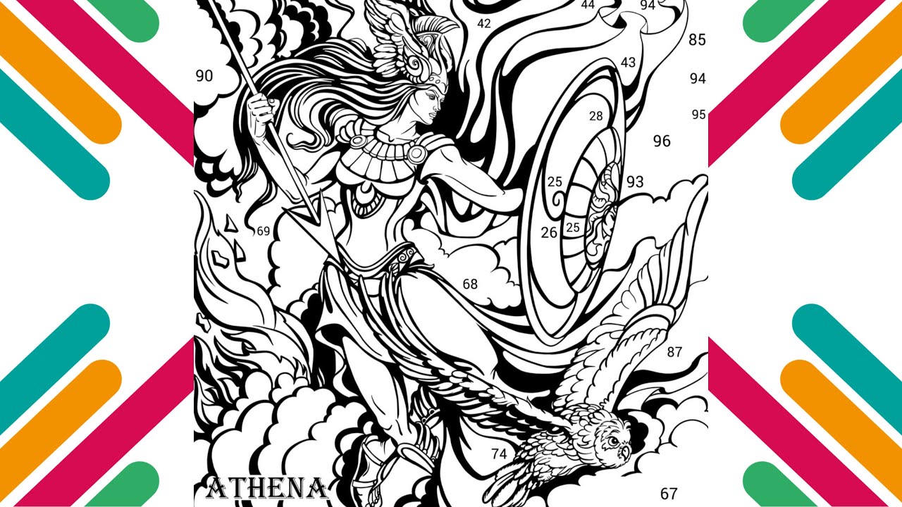 Gods of Ancient Greece. Athena. Coloring Page By Numbers