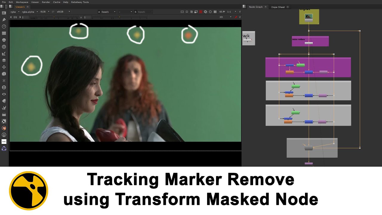 Nuke Tutorial :- tracking marker remove using transform masked node