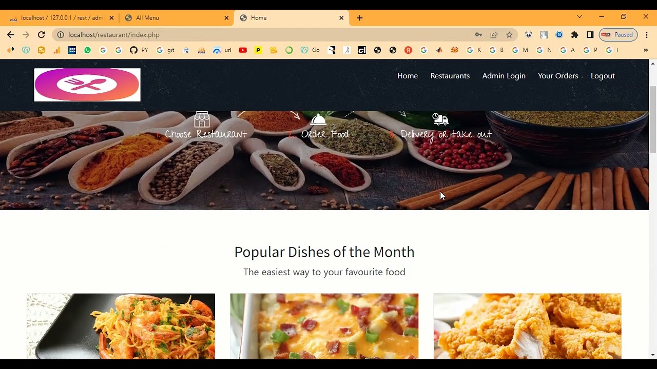 Online Restaurant Management System in PHP Application Projects