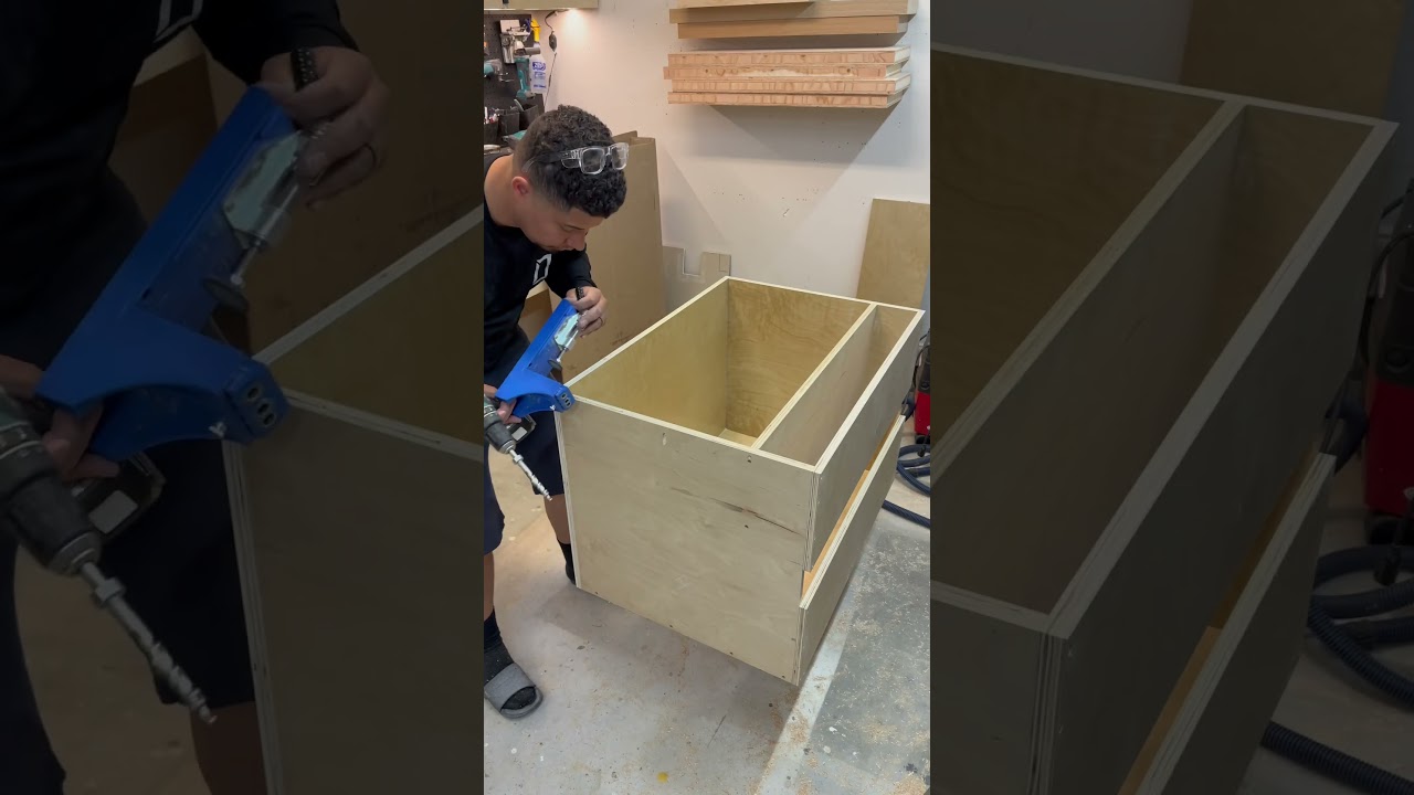 Easy button for cabinet building! #woodworking #woodwork #diy #build #design #cabinet