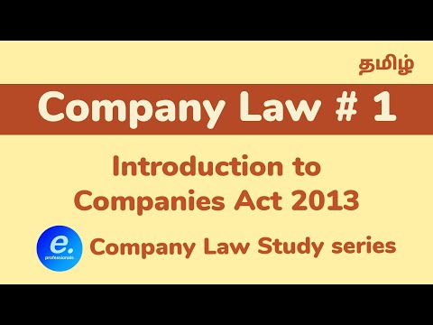 Company Law Study Series #1 - Introduction to Companies Act in Tamil CA CMA CS