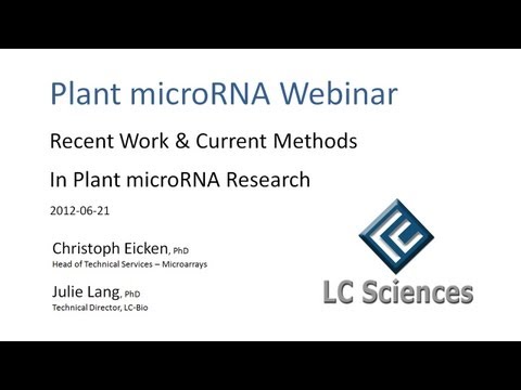 Webinar - Recent Work & Current Methods in Plant microRNA Research