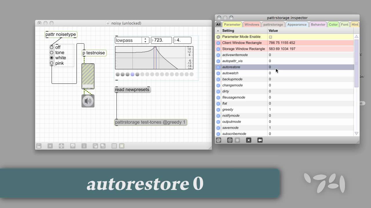 Cycling74 Max/MSP/Jitter Tutorials: pattr #2 The pattr Object