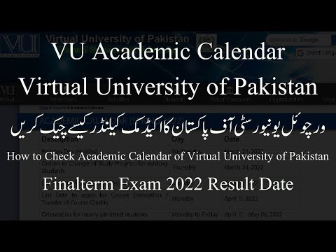 vu academic calendar || virtual university of pakistan || vu final exam 2022 result date