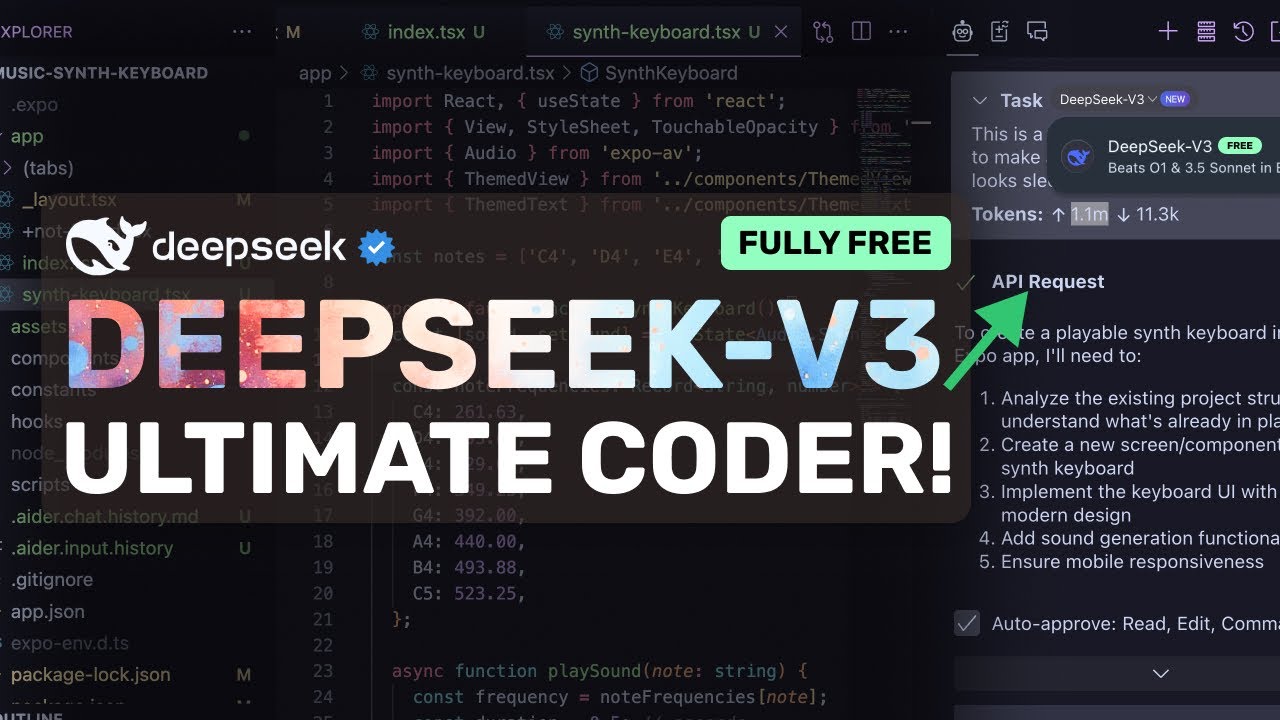 DeepSeek-V3 (Free API) + Cline & Aider : This is The BEST AI Coding Setup Right Now! (Beats ...