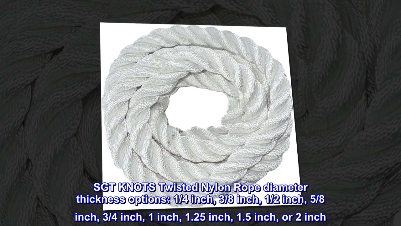 SGT KNOTS Twisted Nylon Rope Black or White Multipurpose Utility Line - Alkali, Chemical