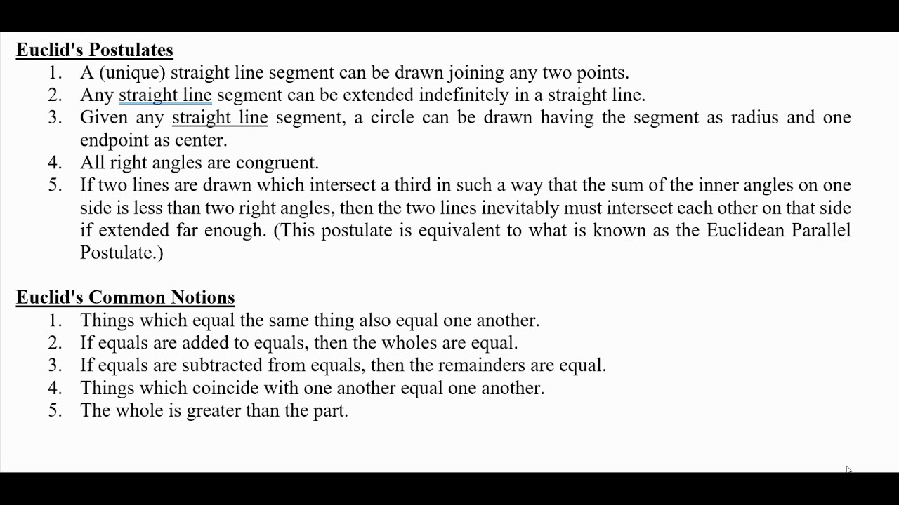Geometry 1.7 Euclid's Postulates