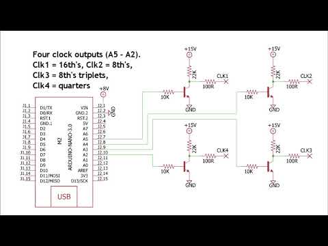Arduino MIDI to 1V/8ª CV and Analog Drums Synth Control, Schematics and ...