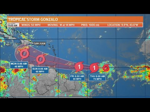 Tropical Storm Gonzalo forms in the Atlantic Ocean