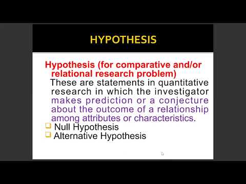 Statement of the Problem and Hypothesis