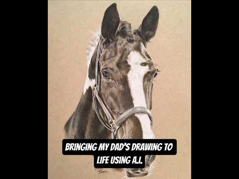 Bringing my dad's drawings to life using A.I Horse #horse #ai #art