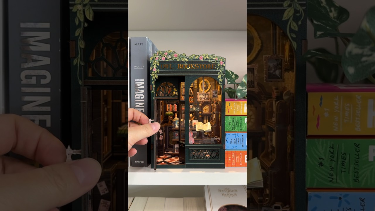 Easiest book nook I’ve ever built 📚🌿 #diylover #miniature #booknook #bookshelfdecor #diyideas