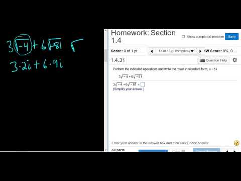 Simplify the Complex Numbers 3sqrt(-4) + 6sqrt(-81) College Algebra MyMathlab Homework