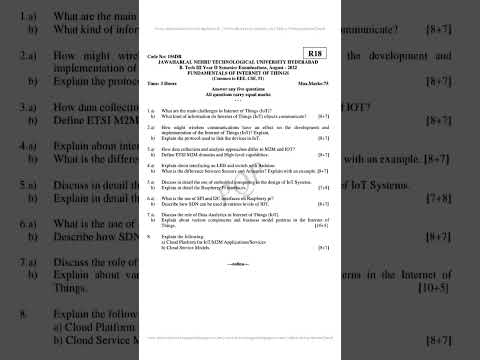 B-TECH JNTUH| R18 | CSE(AI&ML)| FUNDAMENTALS OF INTERNET OF THINGS AUG-2022|QUESTION PAPER