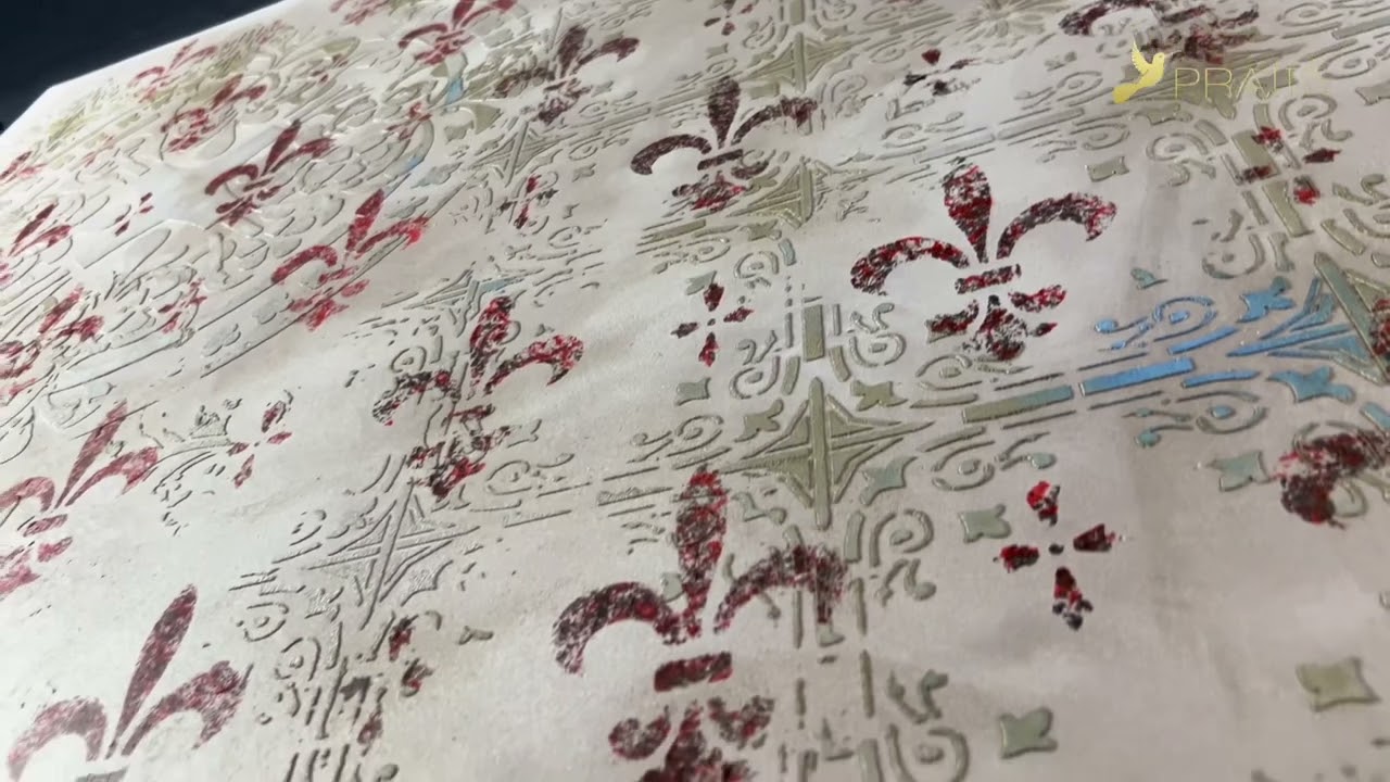 PRATTA SETA STUCCO - stencil technique with colour mix texture