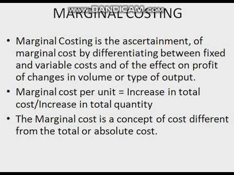 Marginal Costing meaning in Hindi for Bcom and Mcom