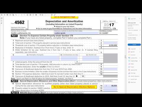 How to fill out a self-calculating Form 1120, Corporation Tax Return with depreciation schedule