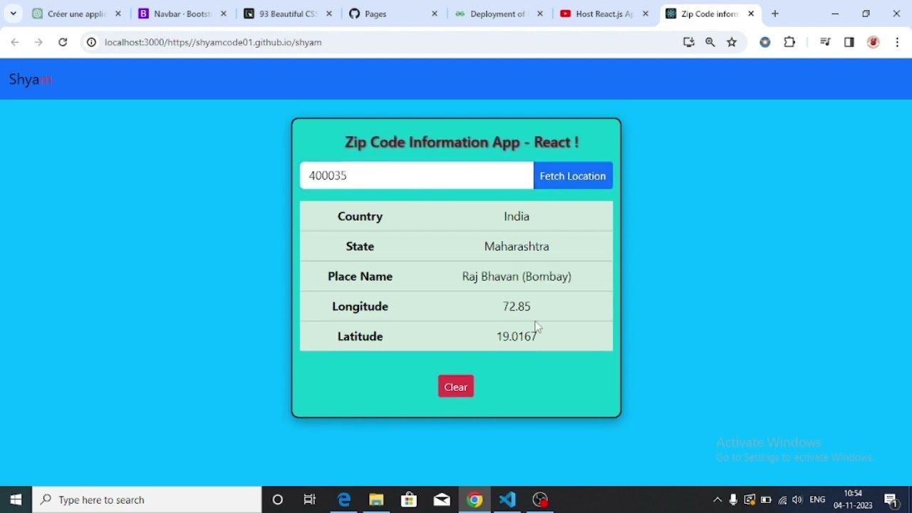 Zip code project react.js