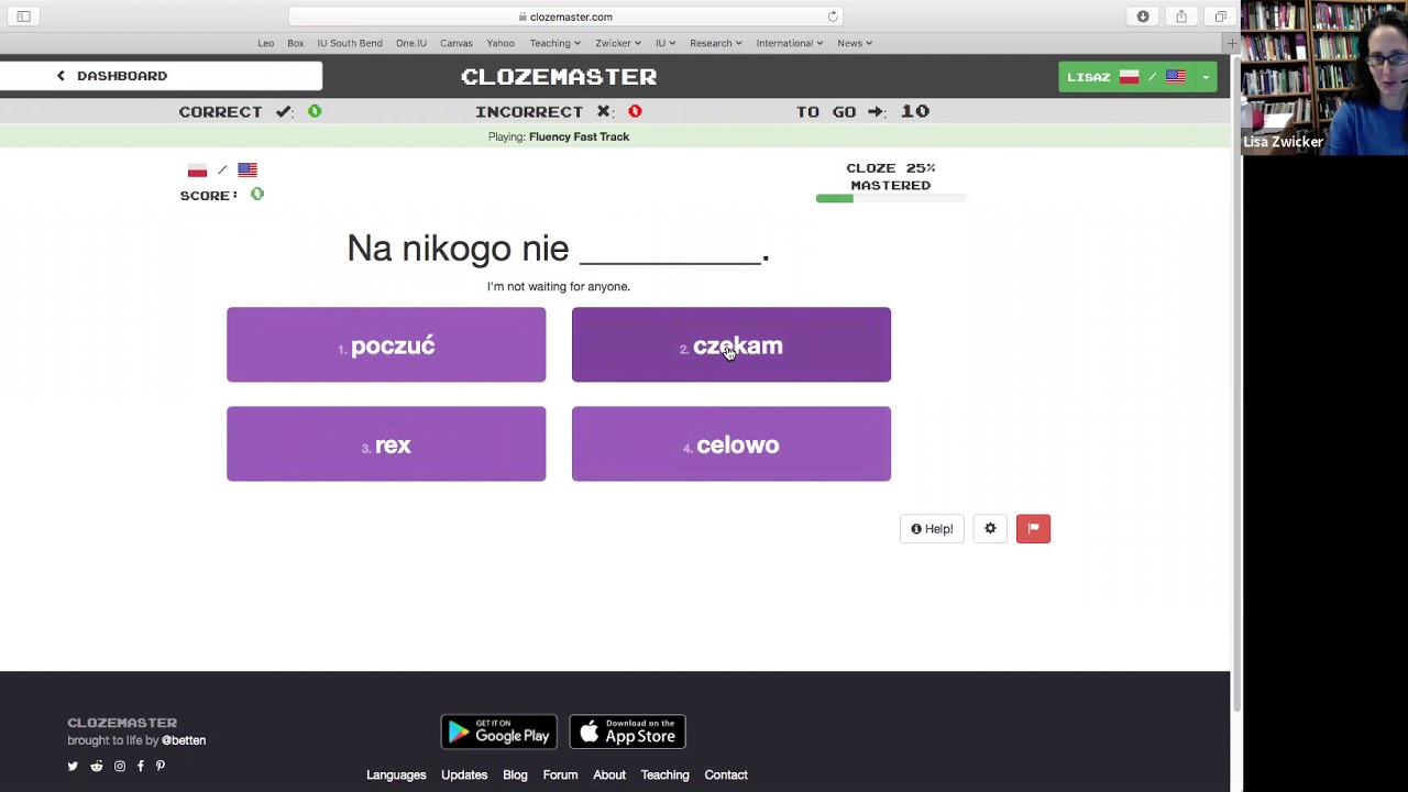 Learning languages using Clozemaster by Prof Lisa Zwicker
