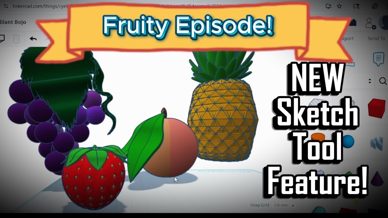 Tinkercad Tutorial! Fruit With Help From The Newest Sketch Tool Feature!