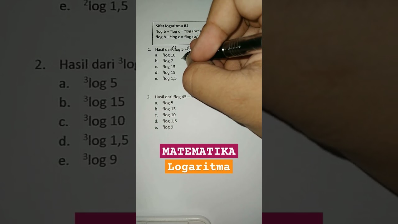 SOAL MATEMATIKA SMA MATERI LOGARITMA SOAL SIFAT PENJUMLAHAN DAN PENGURANGAN PADA LOGARITMA
