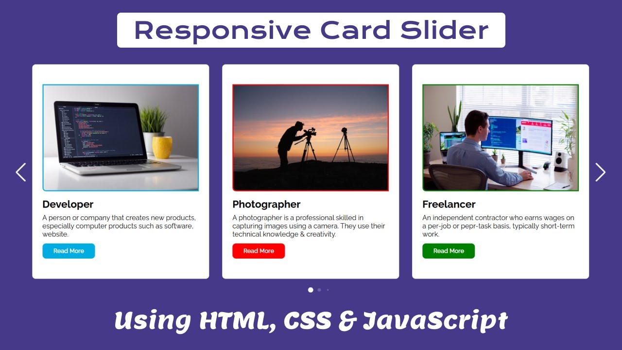 Create Responsive Card Slider in HTML CSS & JavaScript | Image Slider in HTML CSS & JavaScript