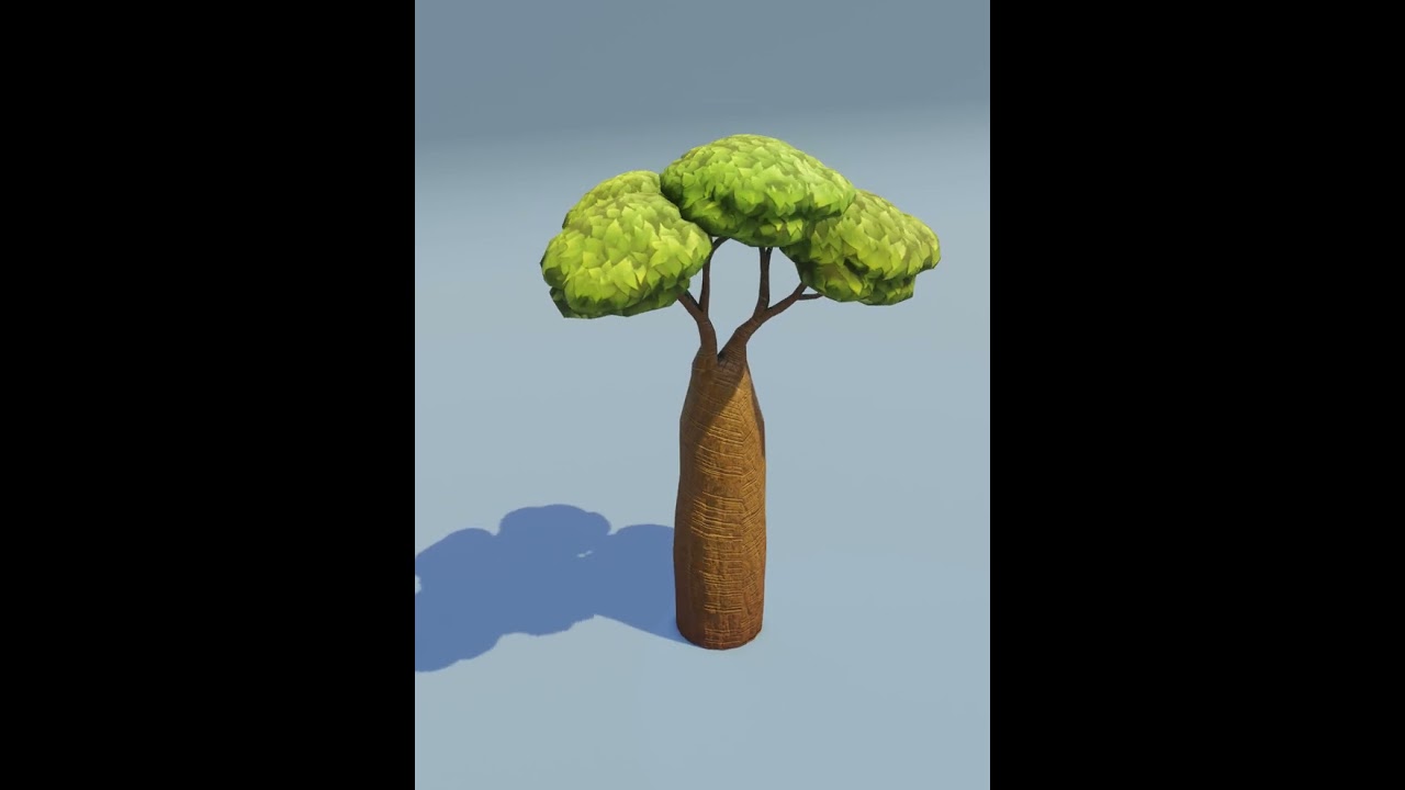 Cartoon Baobab Tree 3D Model