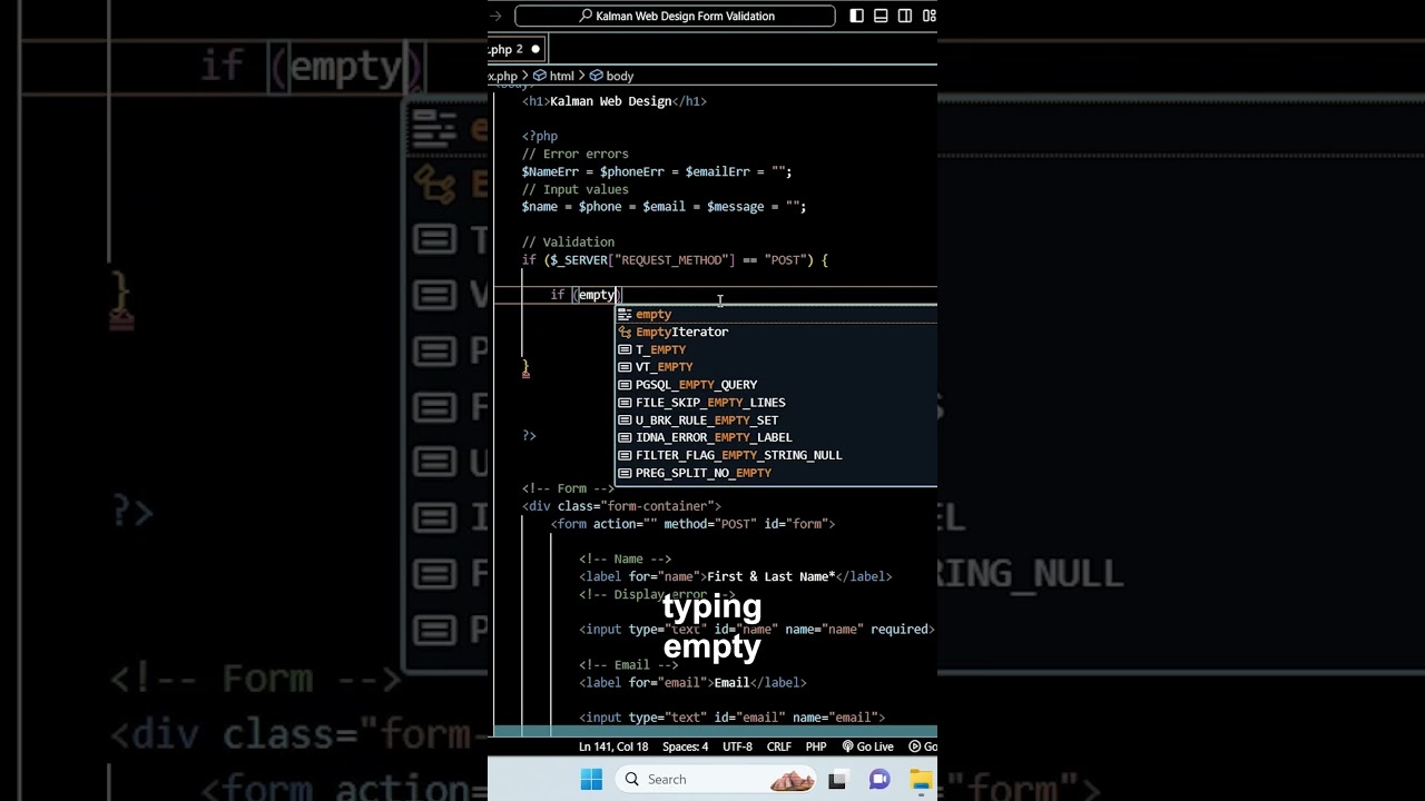 Check for Empty Inputs with PHP - Dynamic Web Development! #php #programming #webdevelopment